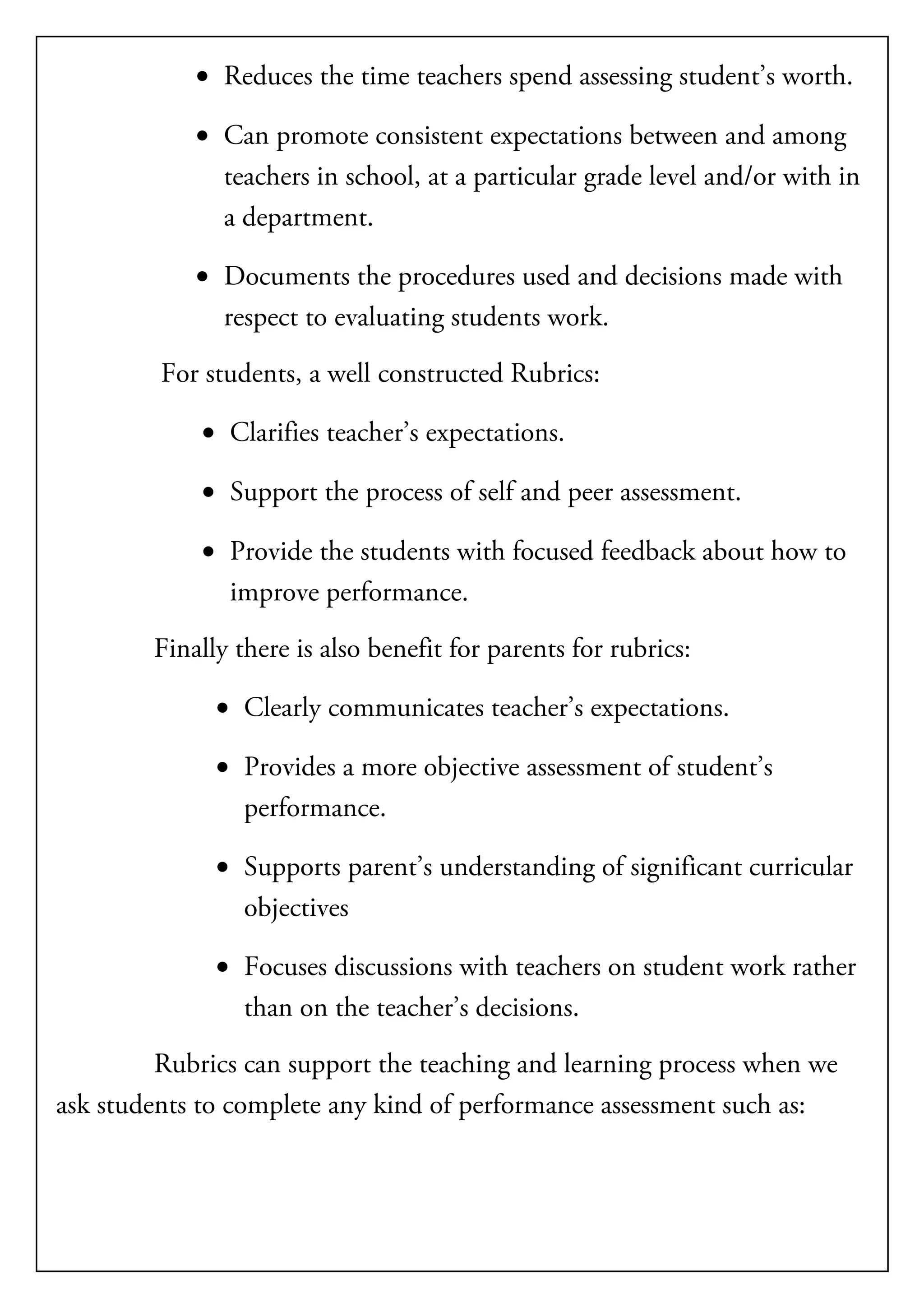 Concept of rubrics | DOC