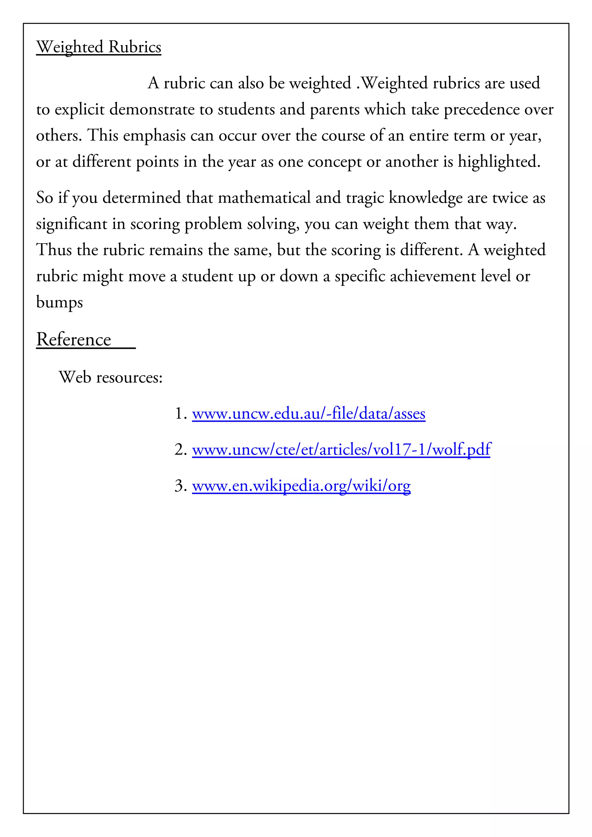 Concept of rubrics | DOC