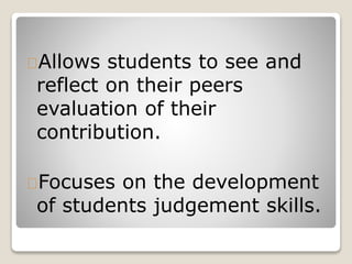 Concept of self reflection and peer evaluation | PPTX