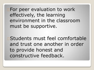 Concept of self reflection and peer evaluation | PPT