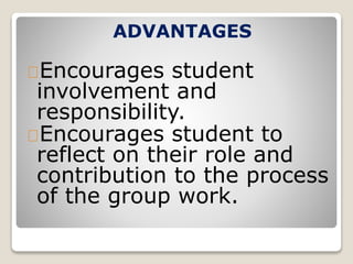 Concept of self reflection and peer evaluation | PPT