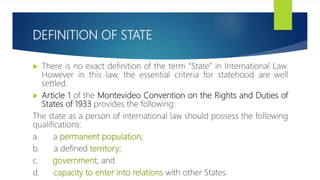 Concept of state, recognition and jurisdiction | PPTX