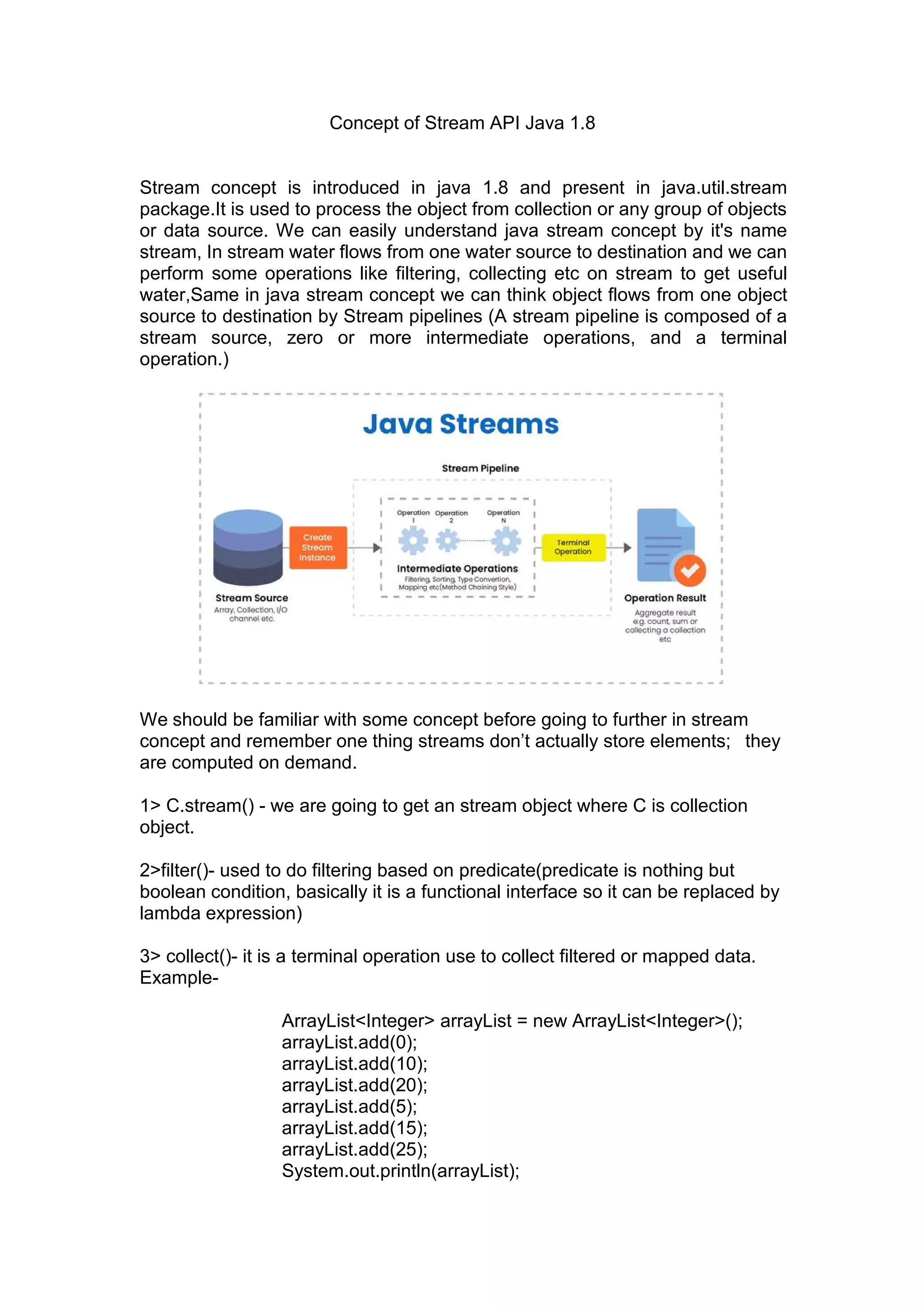 Concept of Stream API Java 1.8 | PDF Concept of Stream API Java 1.8 | PDF