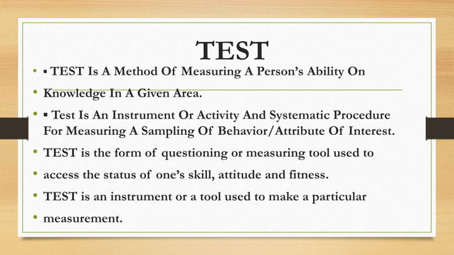 Concept of Test, Measurement, Assessment and Evaluation | PPTX