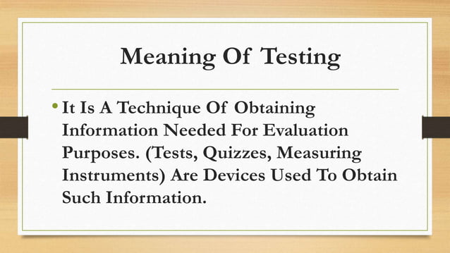 Concept of Test, Measurement, Assessment and Evaluation | PPTX