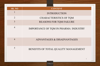 CONCEPT OF TOTAL QUALITY MANAGEMENT IN PHARMACY | PPTX