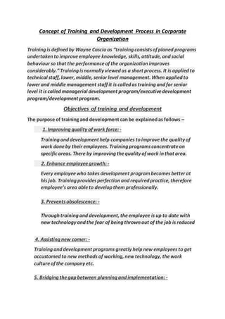 Training and development, and performance management process in an ...