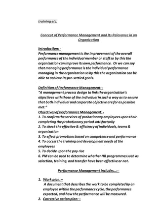 Training and development, and performance management process in an ...