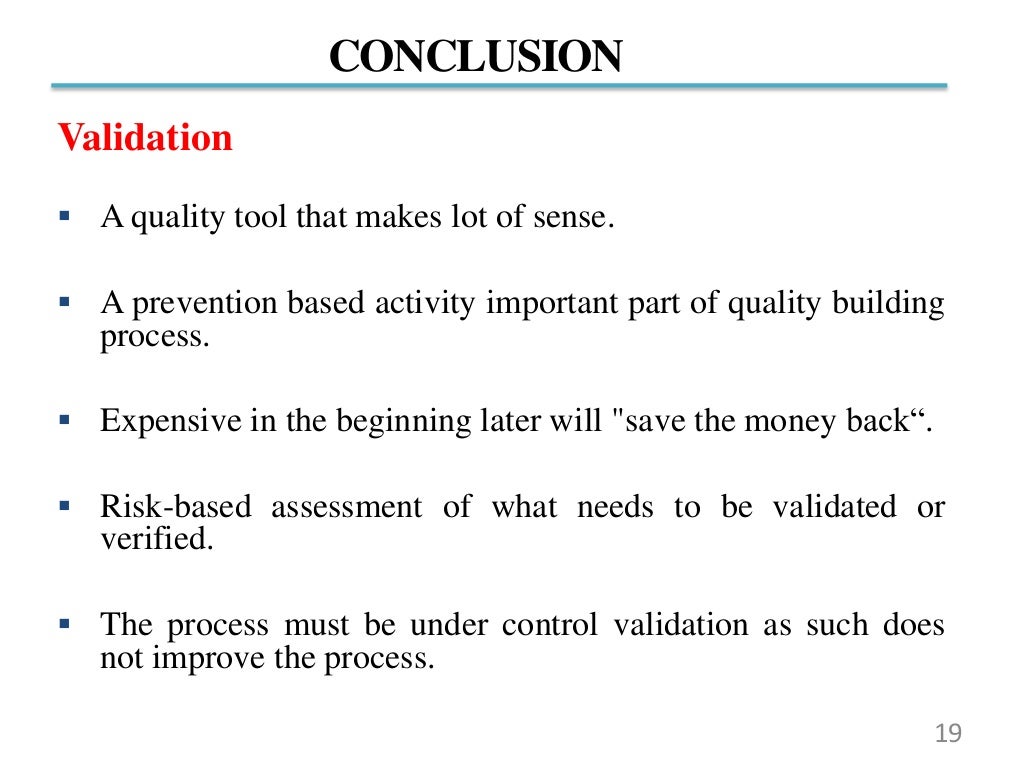 Concept of validation