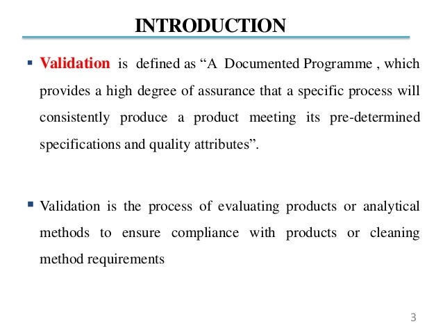 Concept of validation