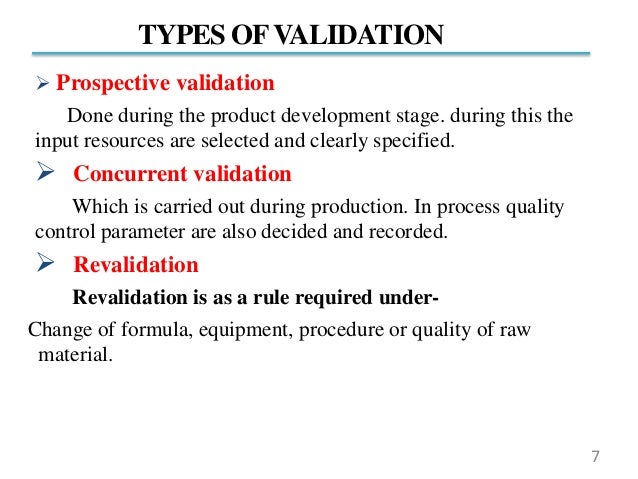 Concept of validation