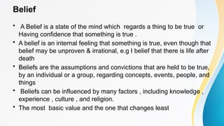 concept of value and belief.presentation | PPTX