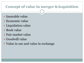 Concept of value in merger & acquisition | PPTX