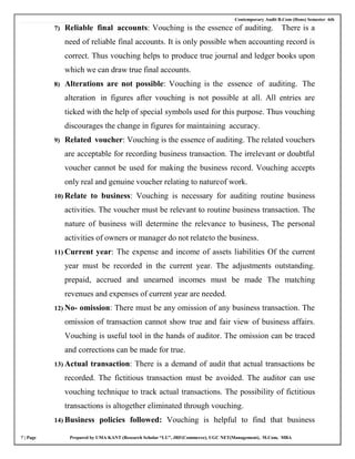 Concept of Vouching. B.Com(Hons) /B.Compdf | PDF