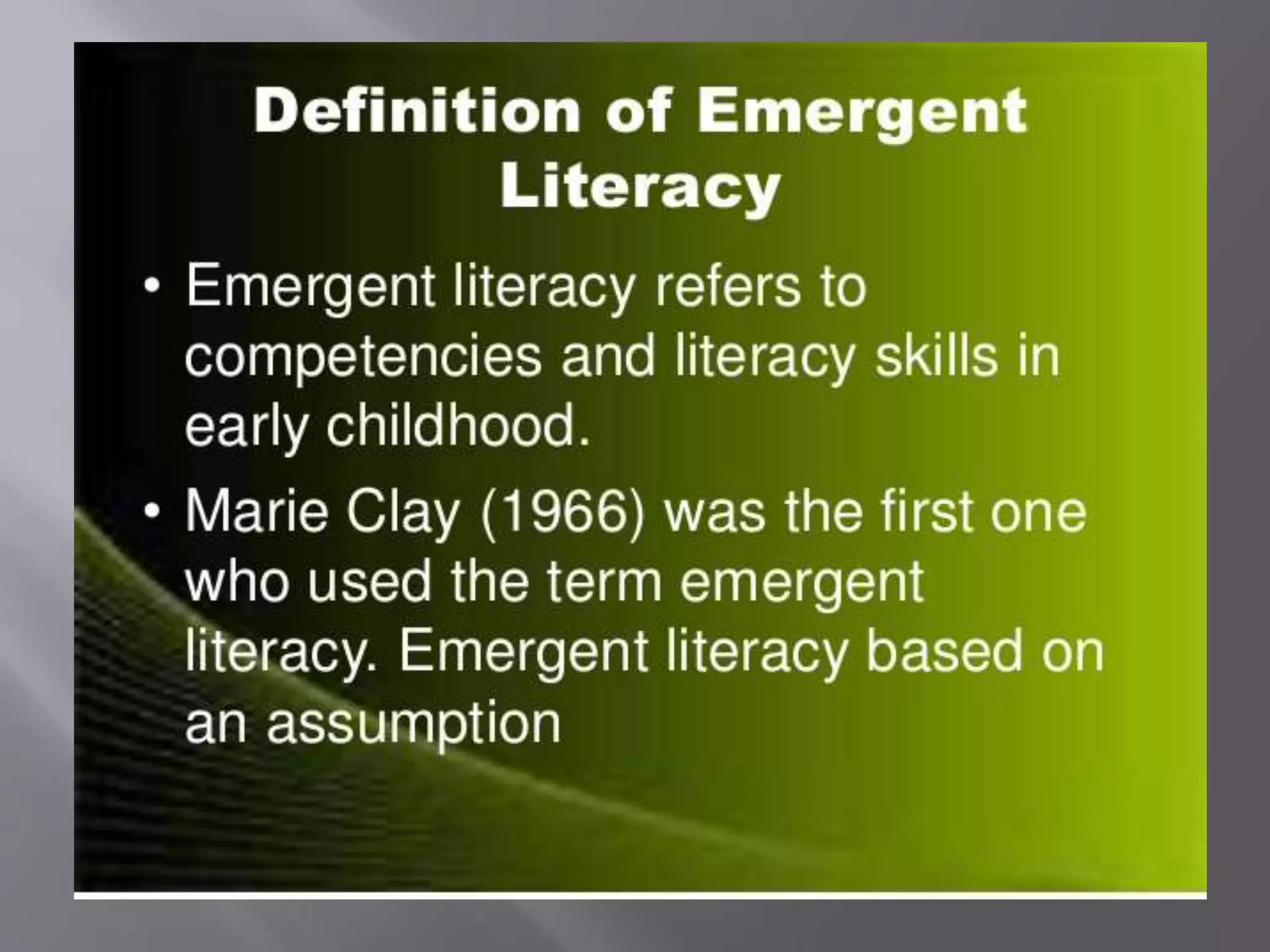 Concept on emergent literacy | PPT