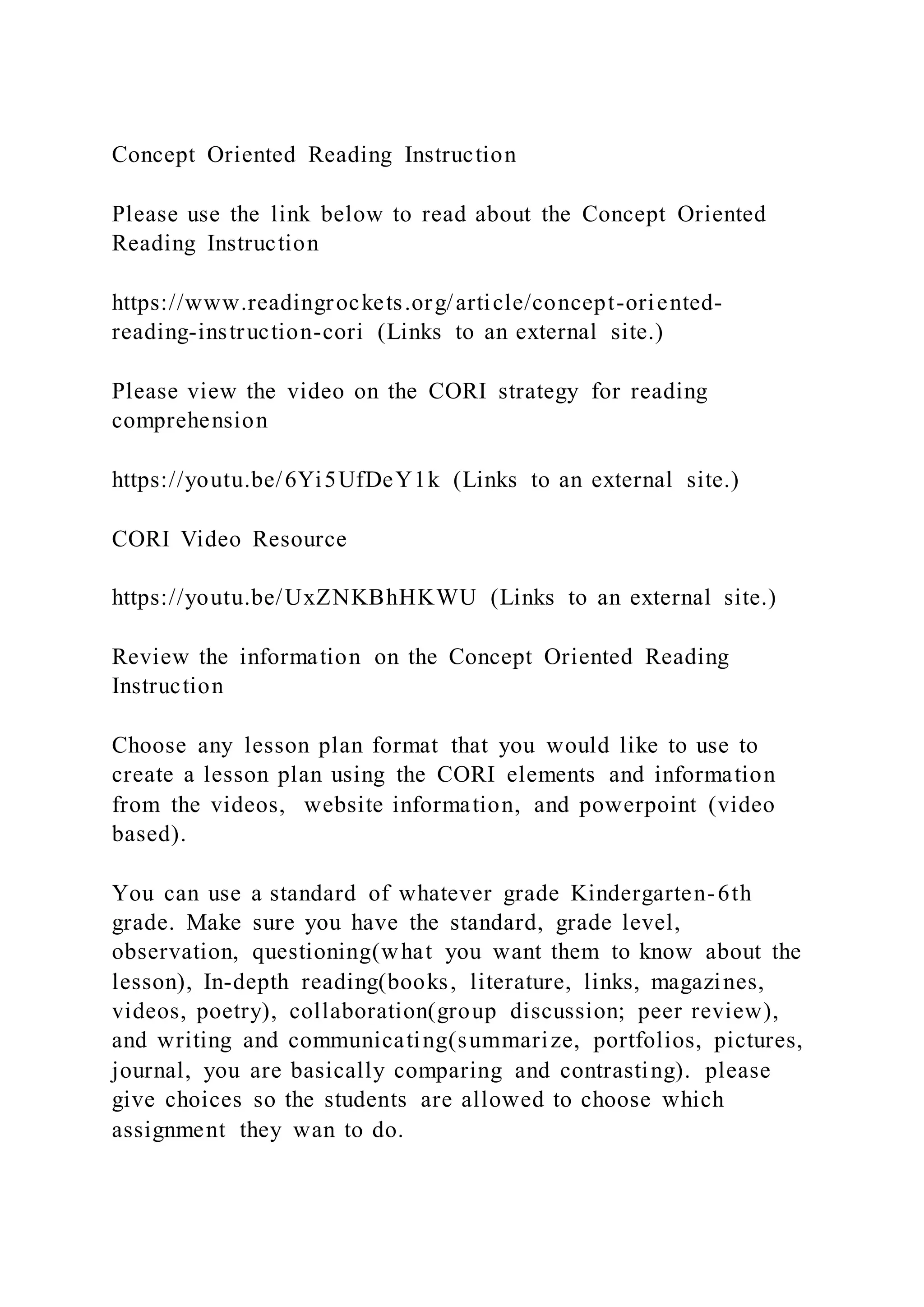 Concept oriented reading instruction please use the link below to | PDF