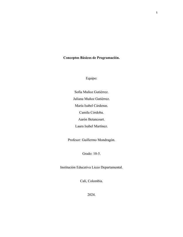 Conceptos Básicos de Programación Proyecto | PDF