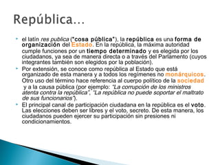 Conceptos de estado, gobierno, república y | PPT