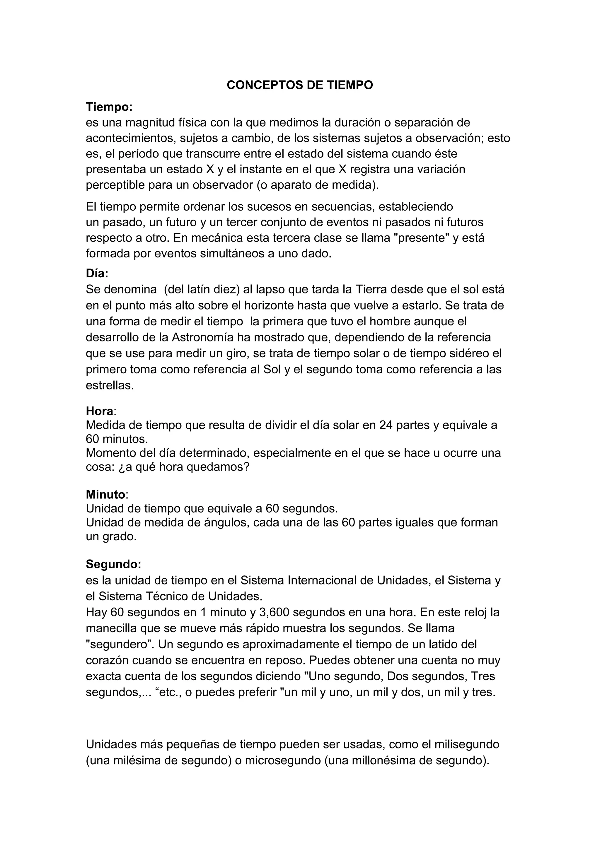 Conceptos de tiempo | DOCX