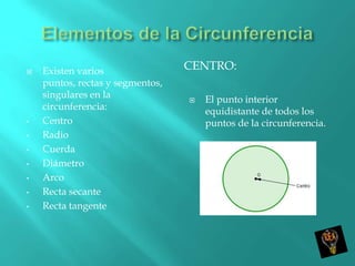 Concepto y elementos de la circunferencia | PPT