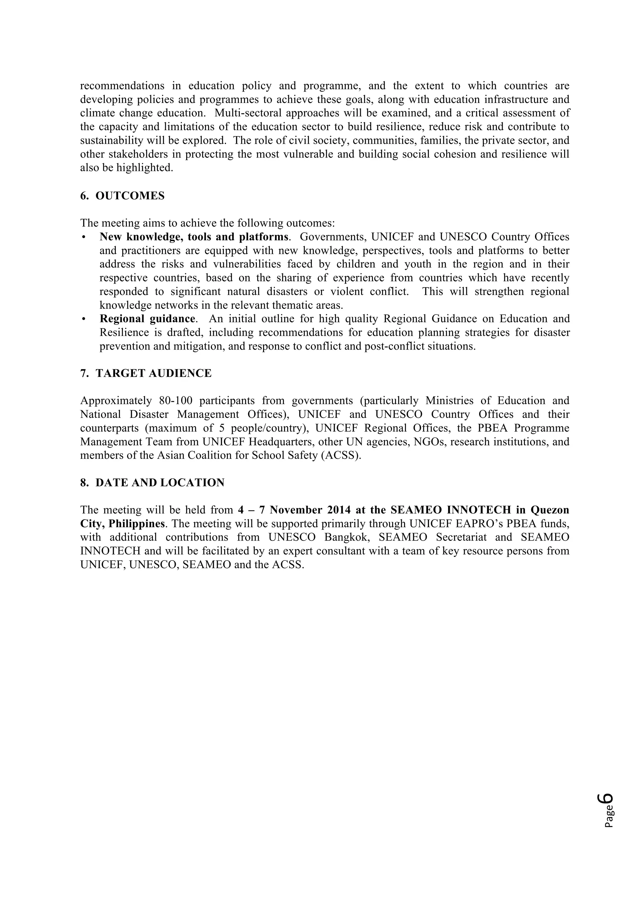 Concept Paper Education and Resilience in EAP | PDF