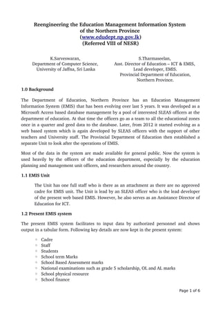 Concept paper for Educational Management Information System