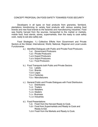 CONCEPT PROPOSAL ON FOOD SAFETY TOWARDS FOOD SECURITY PREPARED BY MA'AM ...