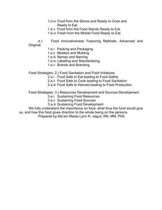 CONCEPT PROPOSAL ON FOOD SAFETY TOWARDS FOOD SECURITY PREPARED BY MA'AM ...