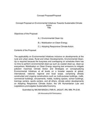 CONCEPT PROPOSAL#PROPOSAL ENVIRONMENTAL INITIATIVES TOWARDS SUSTAINABLE ...