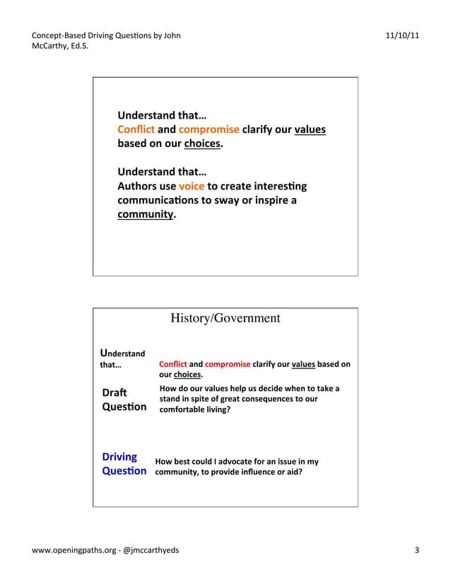 Concepts-Based Driving Question Handout | PDF