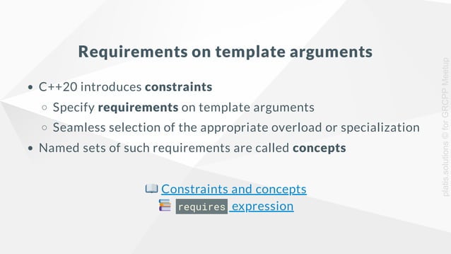 [GRCPP] Introduction to concepts (C++20) | PPT