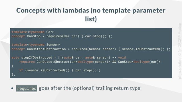 [GRCPP] Introduction to concepts (C++20) | PPT