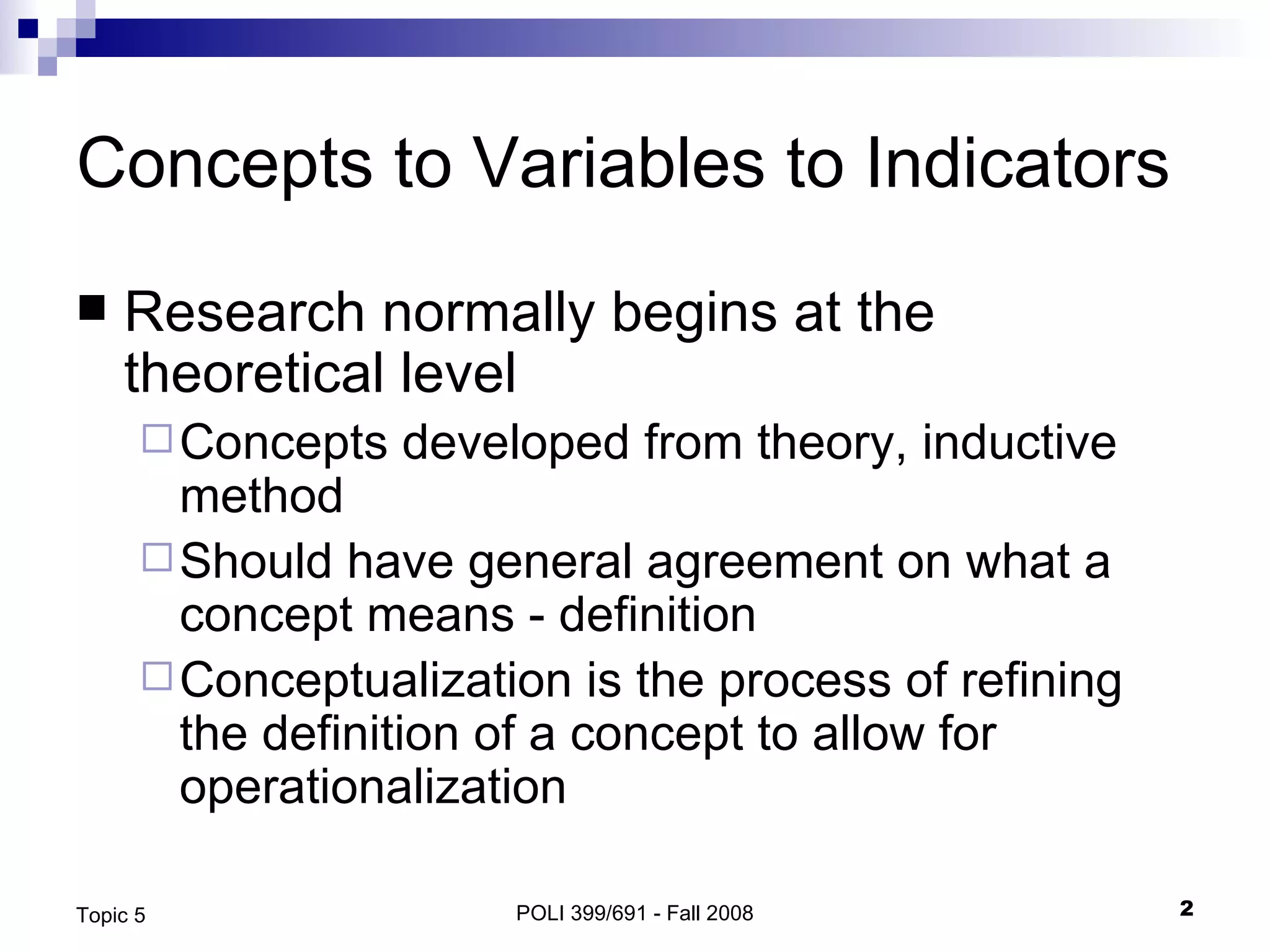 Concepts, Operationalization and Measurement | PPT