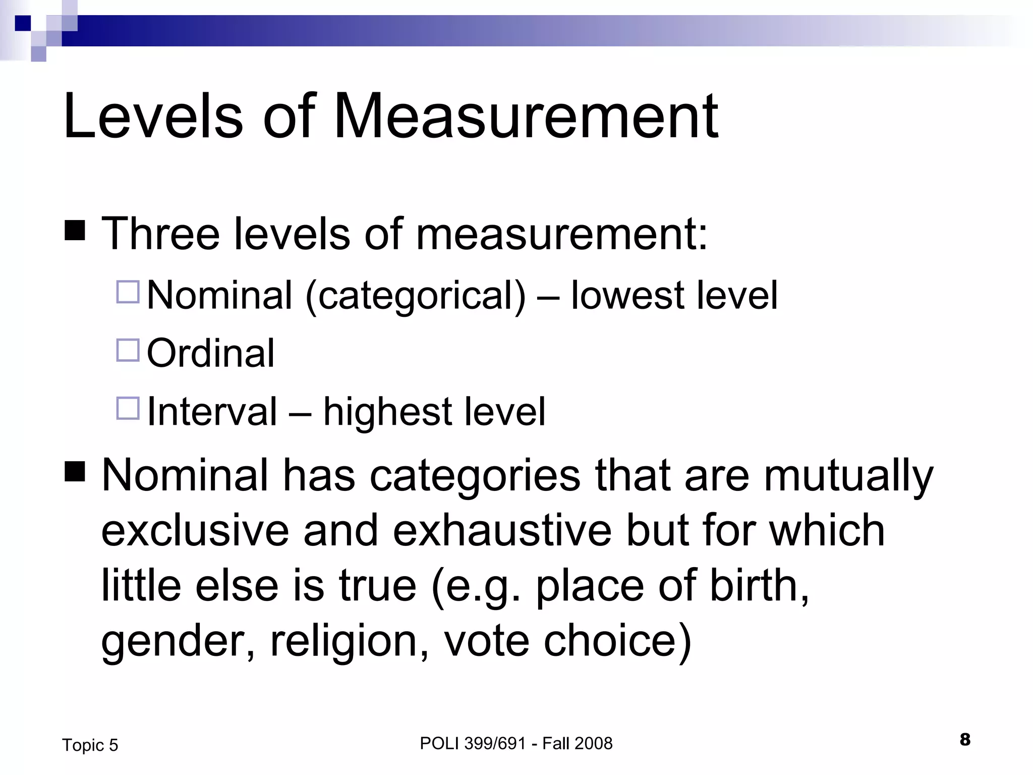 Concepts, Operationalization and Measurement | PPT