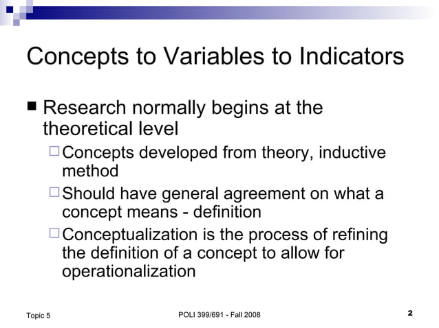 Concepts Operationalization And Measurement Ppt