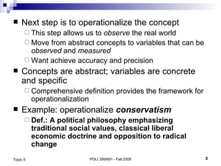 Concepts, Operationalization and Measurement | PPT