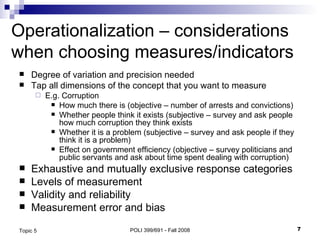 Concepts, Operationalization and Measurement | PPT