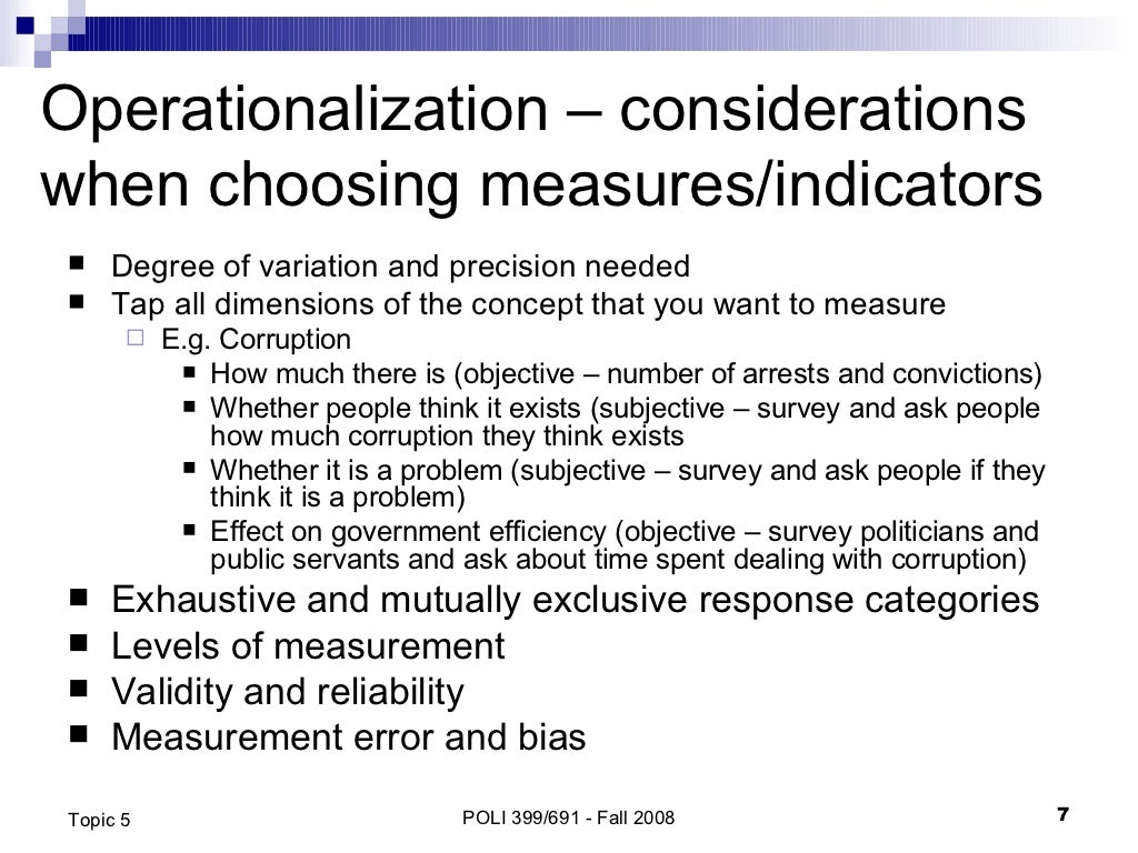 Concepts Operationalization And Measurement