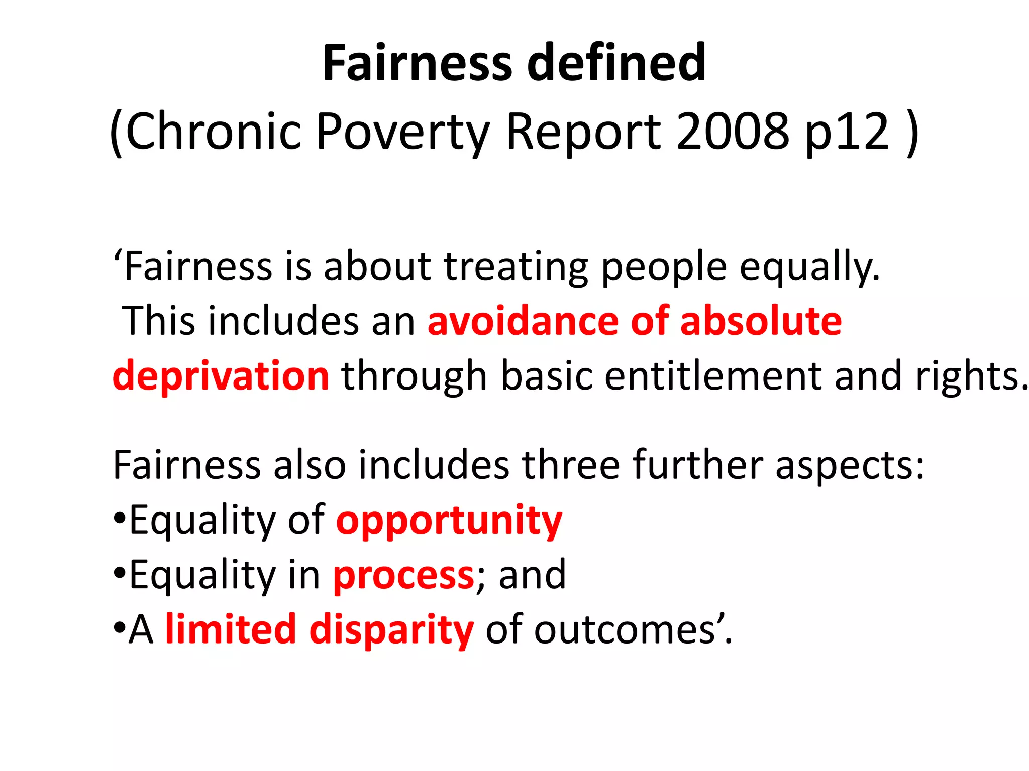 Equity workshop: Concepts and measurement of fairness of green ...