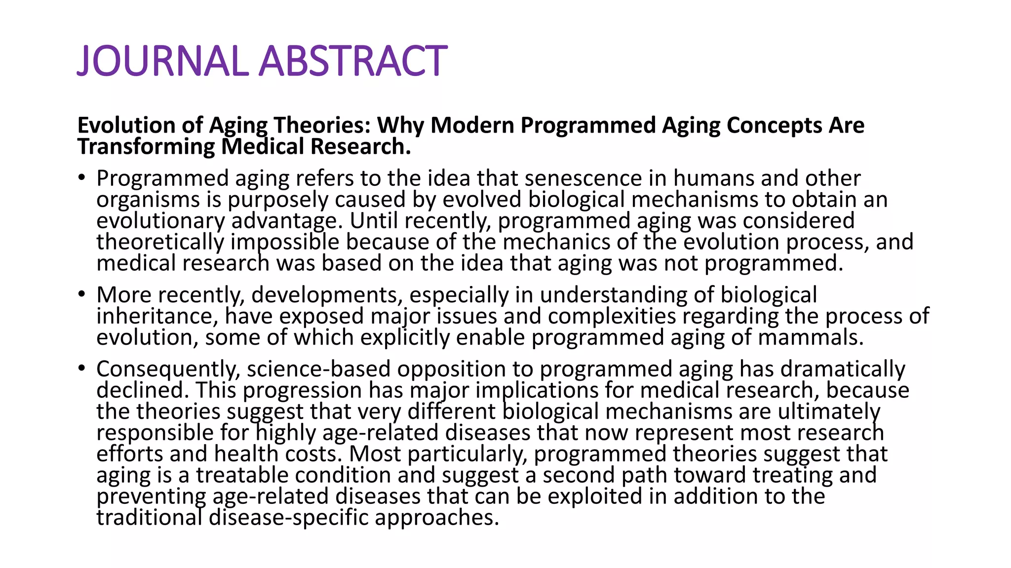 Concepts and theories of aging | PPTX