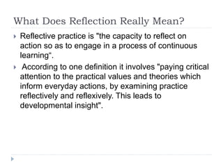 Concepts and theories of supervision and reflection | PPT