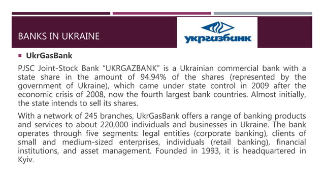 Concepts and types of banks in Ukraine | PPT
