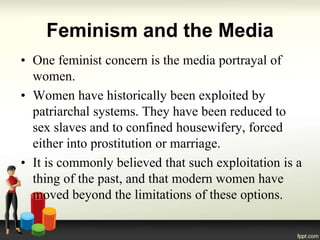 Concepts and various theoretical frameworks of feminism and mass media ...
