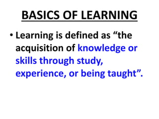 CONCEPTS OF LEARNING | PPTX