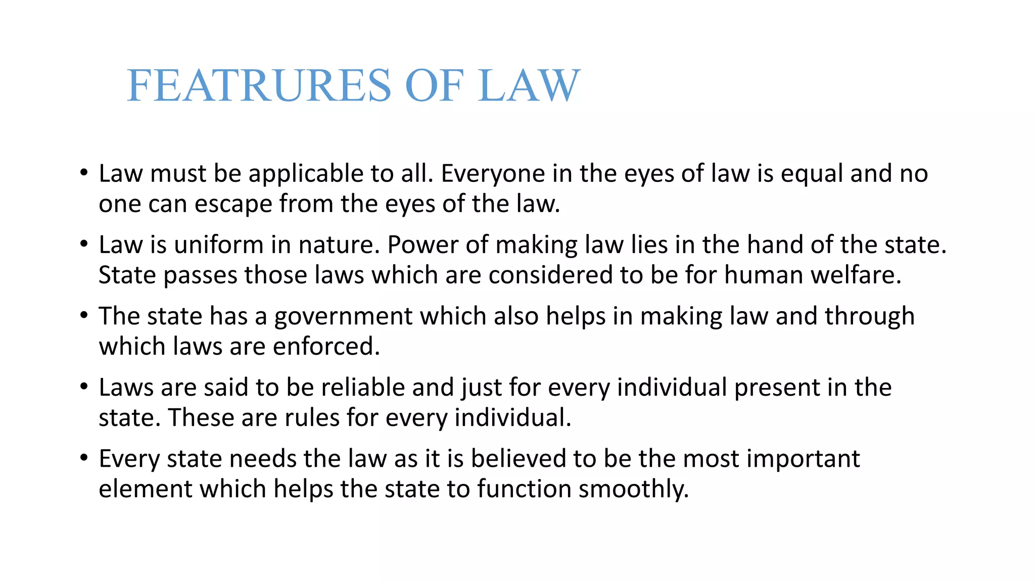 Concepts and features of law | PPTX