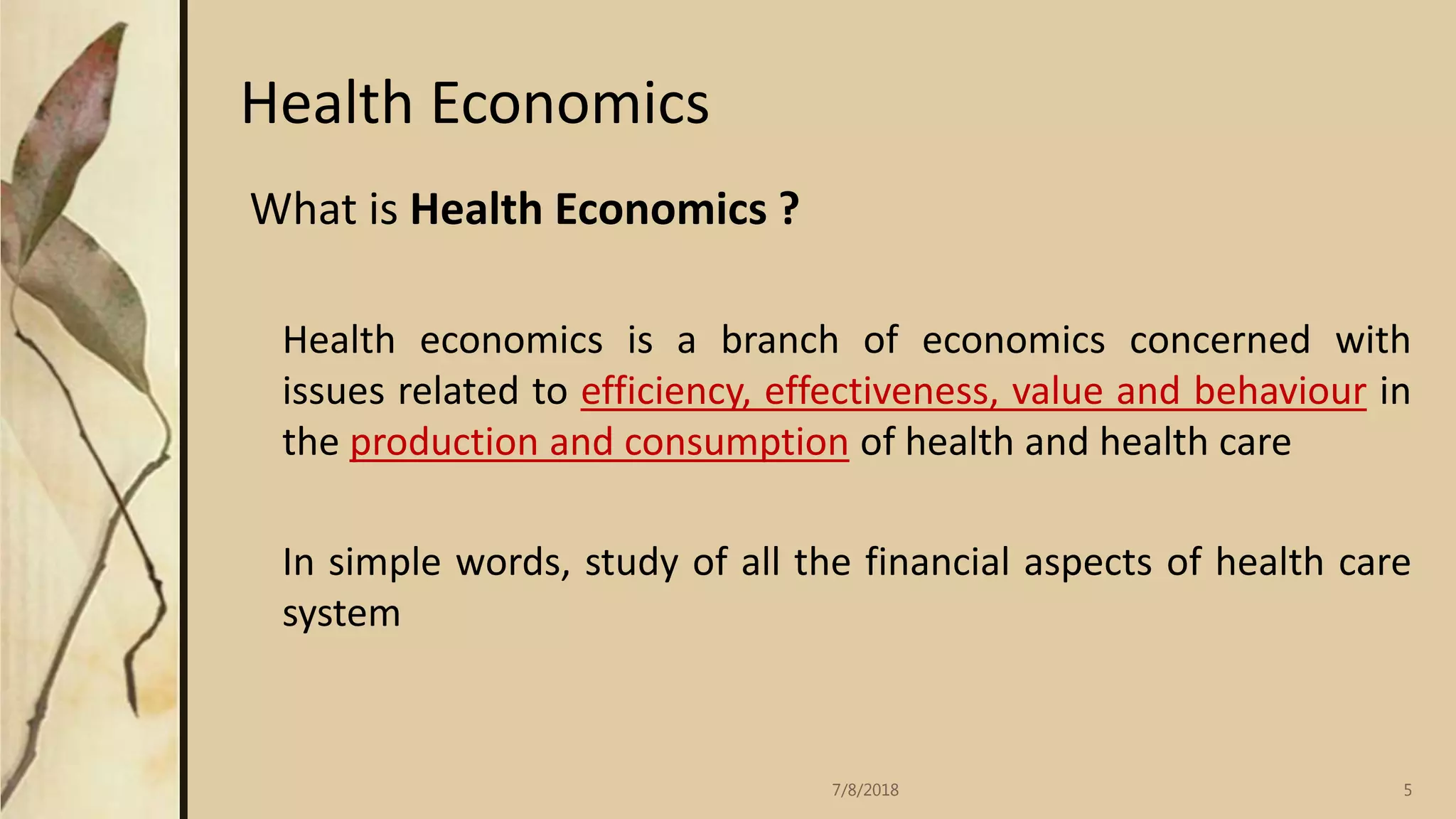 Concepts in health economics | PPTX