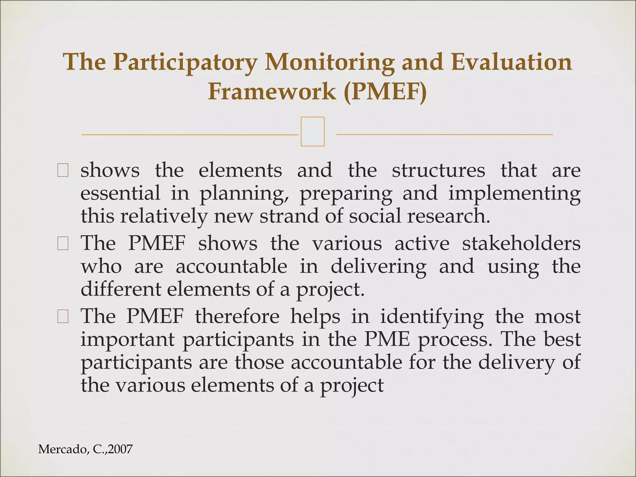 Concepts in Participatory Monitoring and Evaluation | PPT