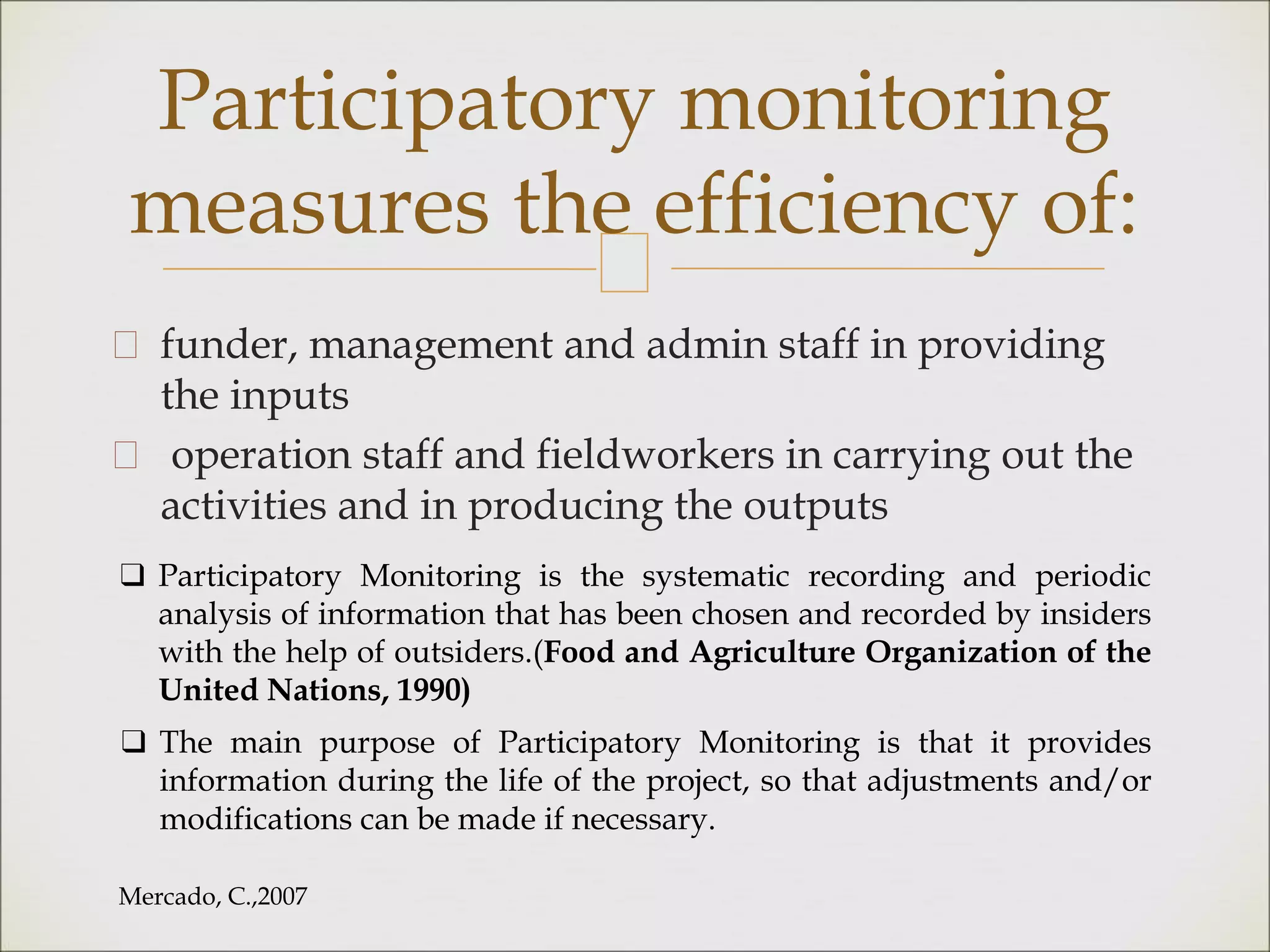 Concepts in Participatory Monitoring and Evaluation | PPT