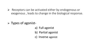 Concepts of agonist and antagonist receptors | PPTX