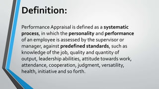Concepts of appraisal and appraisal methods | PPTX